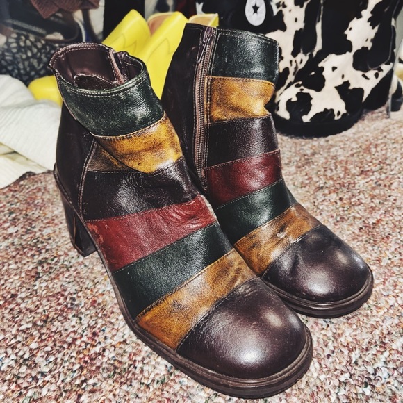 Vintage | Shoes | Vintage Patchwork Booties | Poshmark